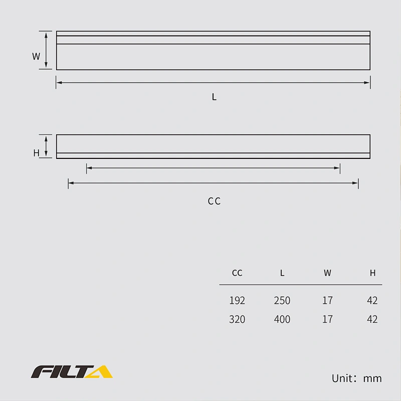 Filta Aluminum Profile Drawer Concealed Finger Edge Pulls